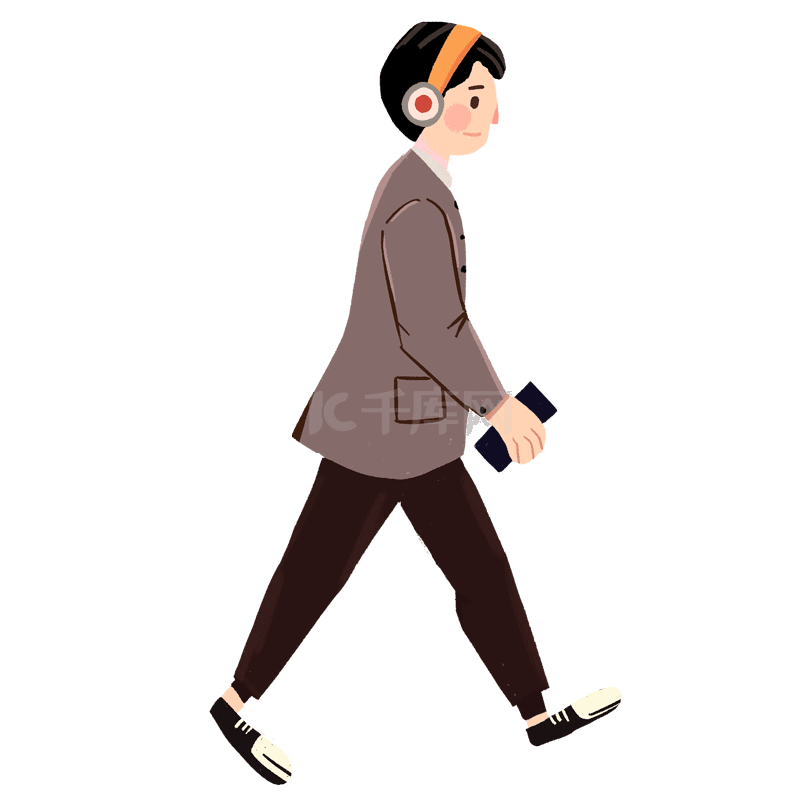 走路的卡通男孩素材图片免费下载-千库网