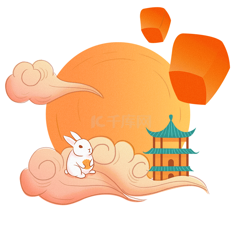 国潮中秋节月兔月饼素材图片免费下载-千库网