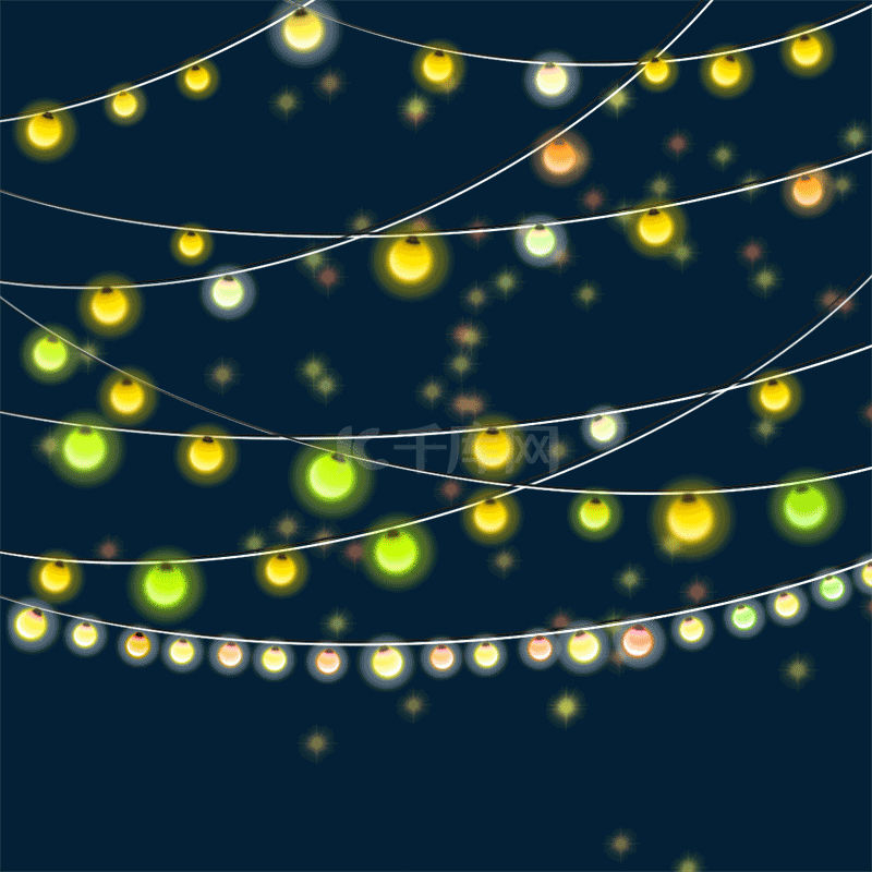 彩色手绘节日灯串素材图片免费下载-千库网