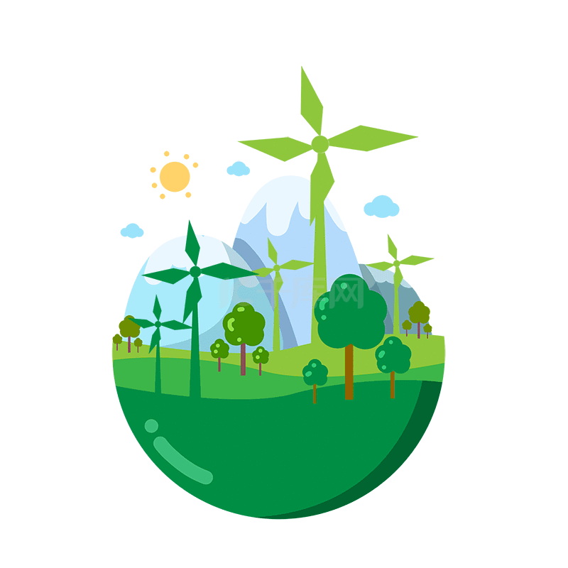 环保风车卡通插画素材图片免费下载-千库网