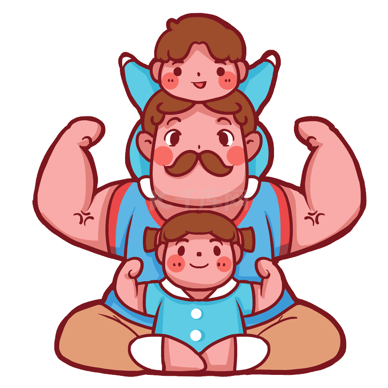 父亲节强壮爸爸儿子素材图片免费下载-千库网