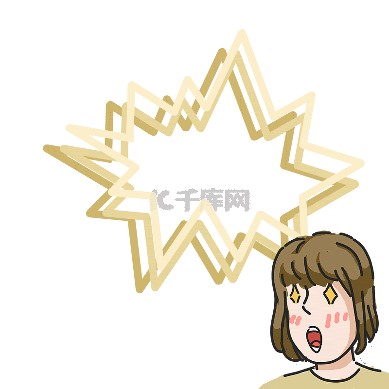 女孩惊讶夸张表情素材图片免费下载-千库网
