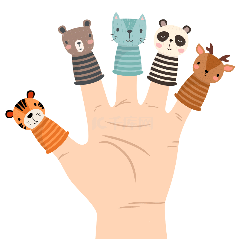 卡通红色手绘手掌手指素材图片免费下载-千库网