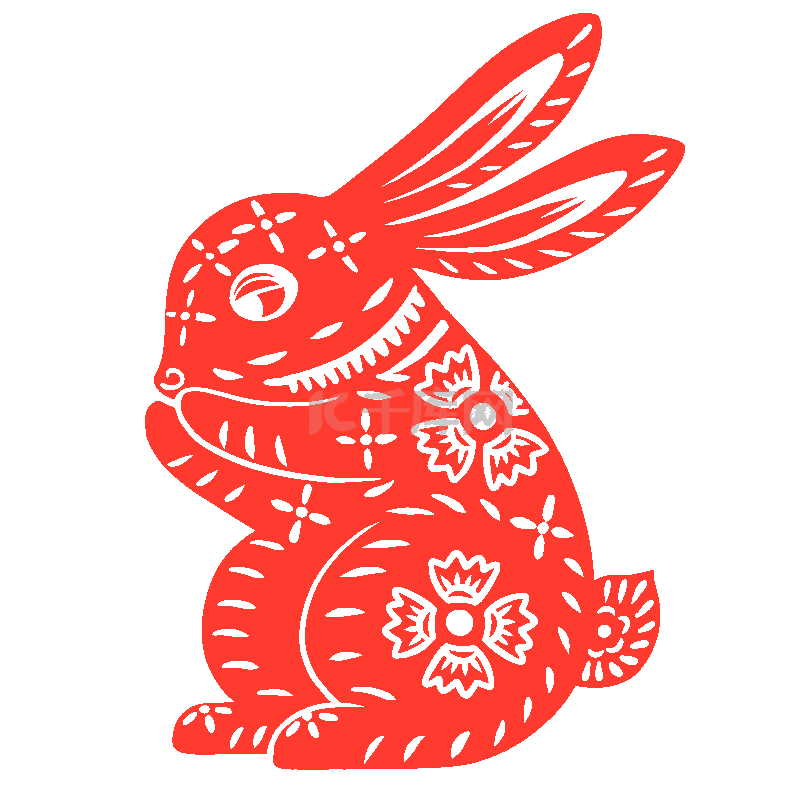 新年春节兔年窗花剪纸素材图片免费下载-千库网