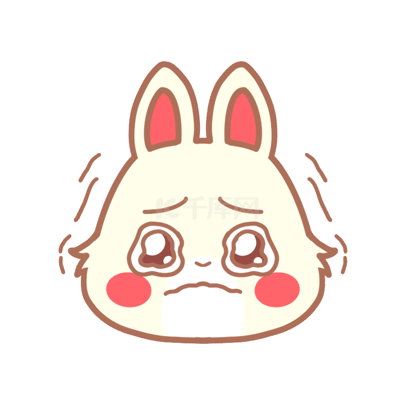 卡通手绘兔子难过表情包素材图片免费下载-千库网