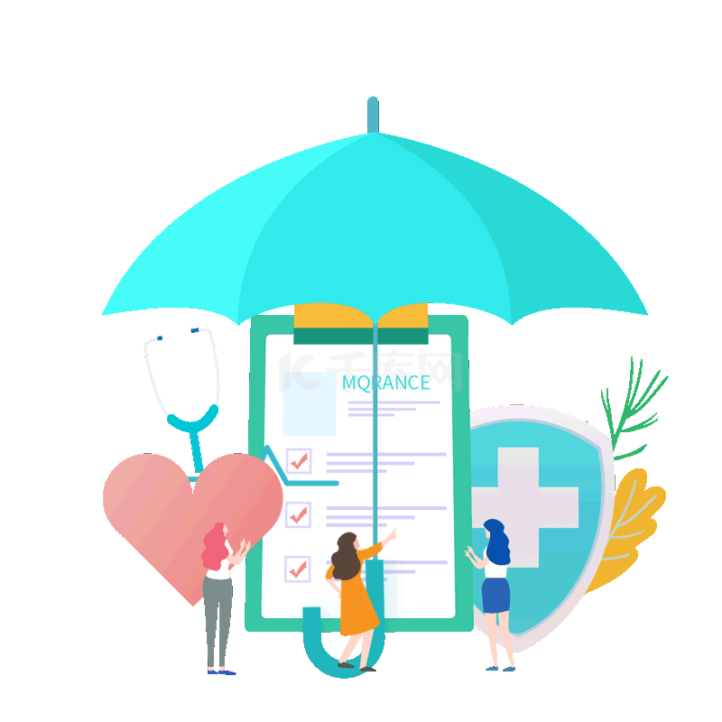 卡通手绘盾牌医生伞医疗保护图素材图片免费下载-千库网