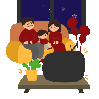 一家人看春晚图片-一家人看春晚素材-一家人看春晚模板图片下载-千库网